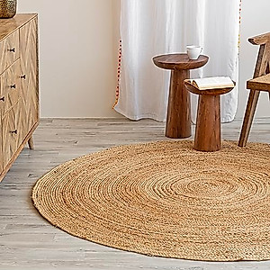 HOMEMONDE Round Circle Living Room Rugs 5-Feet Handmade Braided Area Rug Carpet for Kitchen, Bedroom