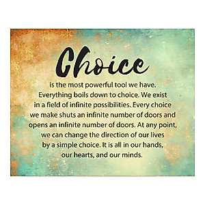 Choice Is The Most Powerful Tool - Positive Affirmations Vintage Inspirational Wall Art, Watercolor Motivational Wall Decor Print For Home Decor, Living Room Decor, or Office Decor, Unframed - 8x10