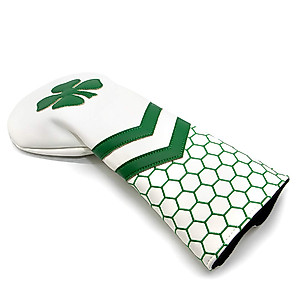 Lucky Clover Golf Hybrid Club Head Cover Protective -, White Golf Club Cover for Hybrids, Rotatable Golf Hybrid Headcover White fits for All Brand Men Golfer (1pc hybrid head cover)
