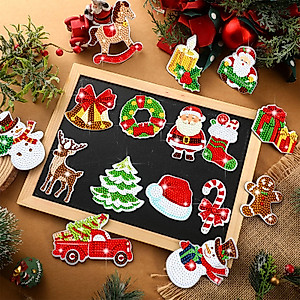16 Pcs Christmas Diamond Painting Magnets for Refrigerator Snowman Santa Claus Deer Diamond Art Magnets Decals DIY Xmas Diamond Painting Kits Diamond Art for Adults Kids Crafts Home Decor Gift