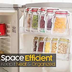 Reusable Mason Bottle Ziplock Bags - Chovys Mason Jar Bags, Mason Jar Bottle Bags, Mason Bottle Zip Lock Bags, Reusable Bags Silicone for Kitchen Camping Travel Office (20PCS)