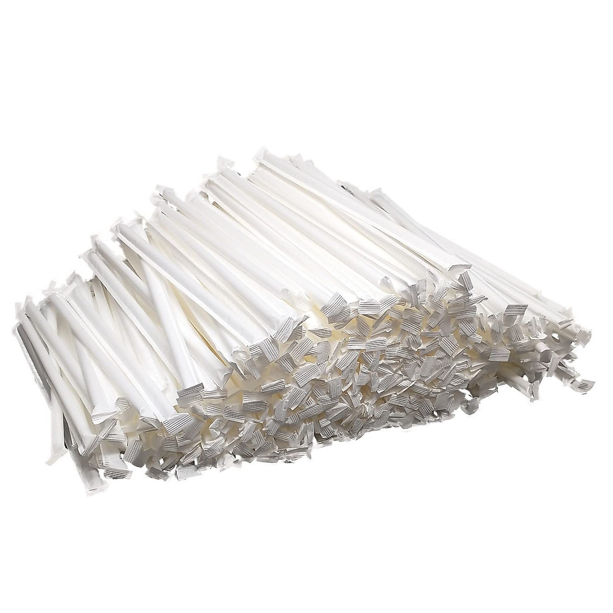 Individually Wrapped Plastic Drinking Straws 7.75'' [400 Pack] Each Individual Restaurant Style Sipping Straw Packaged In Paper Sleeves – White Disposable Flexible BPA-free Food Safe Plastic - (400)