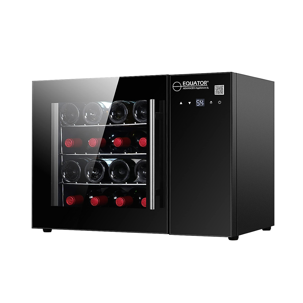 Equator 16 Bottle Wine Refrigerator, Single-Zone, Freestanding/Built-in, Anti-UV Glass Door, Temp Range 41°F-71.6°F, Touchpad Controls, Auto Defrost, 110V