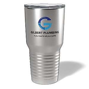 Personalized 30oz (17 Colors) Printed Insulated Stainless Steel Tumbler with Lid - Custom Promotional Items with your Logo - Bulk Company Small Business Party Favors (Stainless)