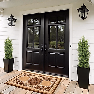 I.C.ELAINE 4 Foot Cedar Pine Topiary Trees Artificial Outdoor Set of 2 Pack, 4ft Fake Evergreen Plants UV Resistant, Faux Cypress Bushes and Shrubs for Front Door Porch Patio Planter Decor 48 Inch