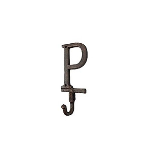 Handcrafted Nautical Decor Rustic Copper Cast Iron Letter P Alphabet Wall Hook 6"