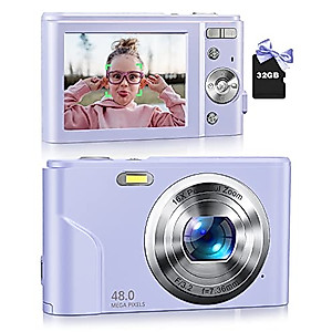 Digital Camera, Zostuic 48MP Autofocus Kids Camera with 32GB Card 1080P Video Camera with 16X Zoom, Compact Portable Small Camera Christmas Birthday Gift for Children Kid Teen Student Girl Boy(Purple)