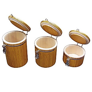 JapanBargain Brand, Bamboo Airtight Seal Kitchen Food Storage Canister Jar with Lid, Set of 3, Yellow