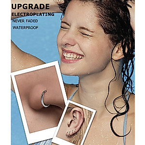 Jstyle 16G Surgical Steel Hinged Clicker Nose Rings Hoop for Septum Cartilage Helix Daith Tragus Rook Conch Lip Ear Lobe Sleeper Earrings Body Piercings for Women Men