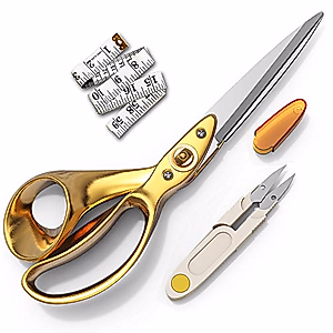 Fabric Scissors, 10 Inch Sewing Scissors, Professional Leather Craft Tailor Scissors, Comfortable Golden Frosted Handles, Heavy Duty Scissors for Fabric Leather Cutting (Gold)