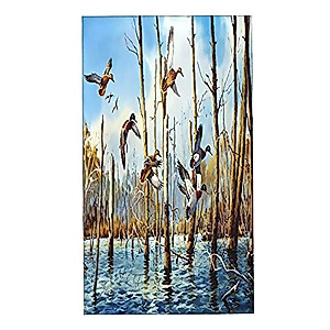 COVASA Duck Hand Towels for Bathroom Set of 2 Mallard Duck Flying Fall Wildlife Animal Hunting Microfiber Small Bath Towels Highly Absorbent Kitchen Dish Fingertip Shower Towel for Spa Gym,15.7"x27.5"