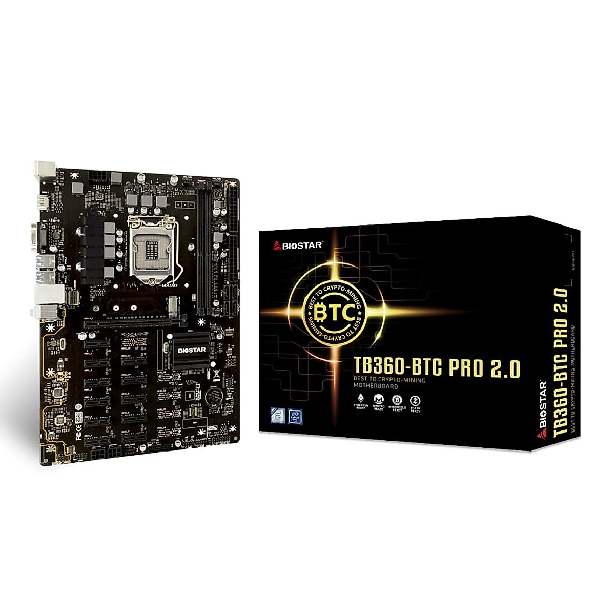 TB360-BTC PRO 2.0 Core i7/i5/i3 (Intel 8th and 9th Gen) LGA1151 Intel B360 DDR4 12 GPU Mining Motherboard Upgraded Model