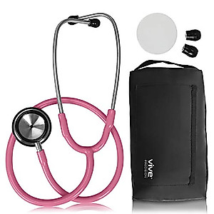 Vive Precision Dualhead Stethoscope - Dual Head Diaphragm Bell for Nurses, ER, Cardiology, Veterinary, Fetal Pediatrics Blood Pressure Kit - Double Barrel Chestpiece Device For Doctors, Students