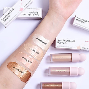 Liquid Highlighter, Contour Stick Makeup Highlighter for Face, Lightweight Glotion, Waterproof Luminous Lotion, Silky Smooth Glitter Highlighter Makeup Stick, Multi-Use Body Shimmer Liquid Bronzer (#2 Starlight)