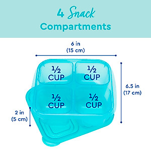 EasyLunchboxes® - Original Stackable Snack Boxes - Reusable 4-Compartment Bento Snack Containers for Kids and Adults, BPA-Free and Microwave Safe Food and Meal Prep Storage, Set of 10 (Jewel Brights)