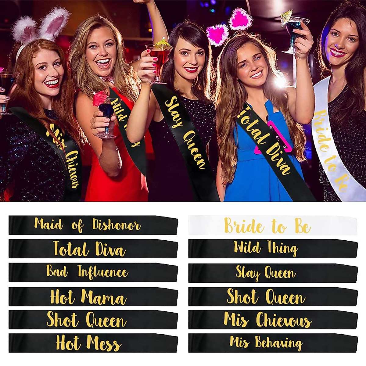 Ranp 12 Pack Bride to be Sash and Bachelorette Sashes for Bridesmaid,Funny Bachelorette Party Favors,Decorations for Bridal Party,Bridal Shower