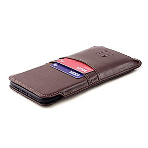 Dockem Provincial Wallet Sleeve for iPhone 14, 14 Pro, 13, 13 Pro, 12, 12 Pro, iPhone 11 & XR (6.1"): Slim Vintage PU Leather Cover with 2 Card Holder Slots: Professional Executive Pouch Case [Brown]