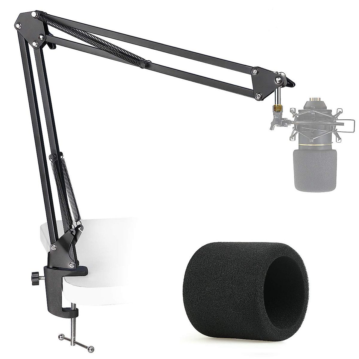 MXL 770 990 Microphone Stand with Pop Filter - Mic Suspension Boom Scissor Arm Stand with Foam Windscreen for MXL Mics 990 770 by YOUSHARES