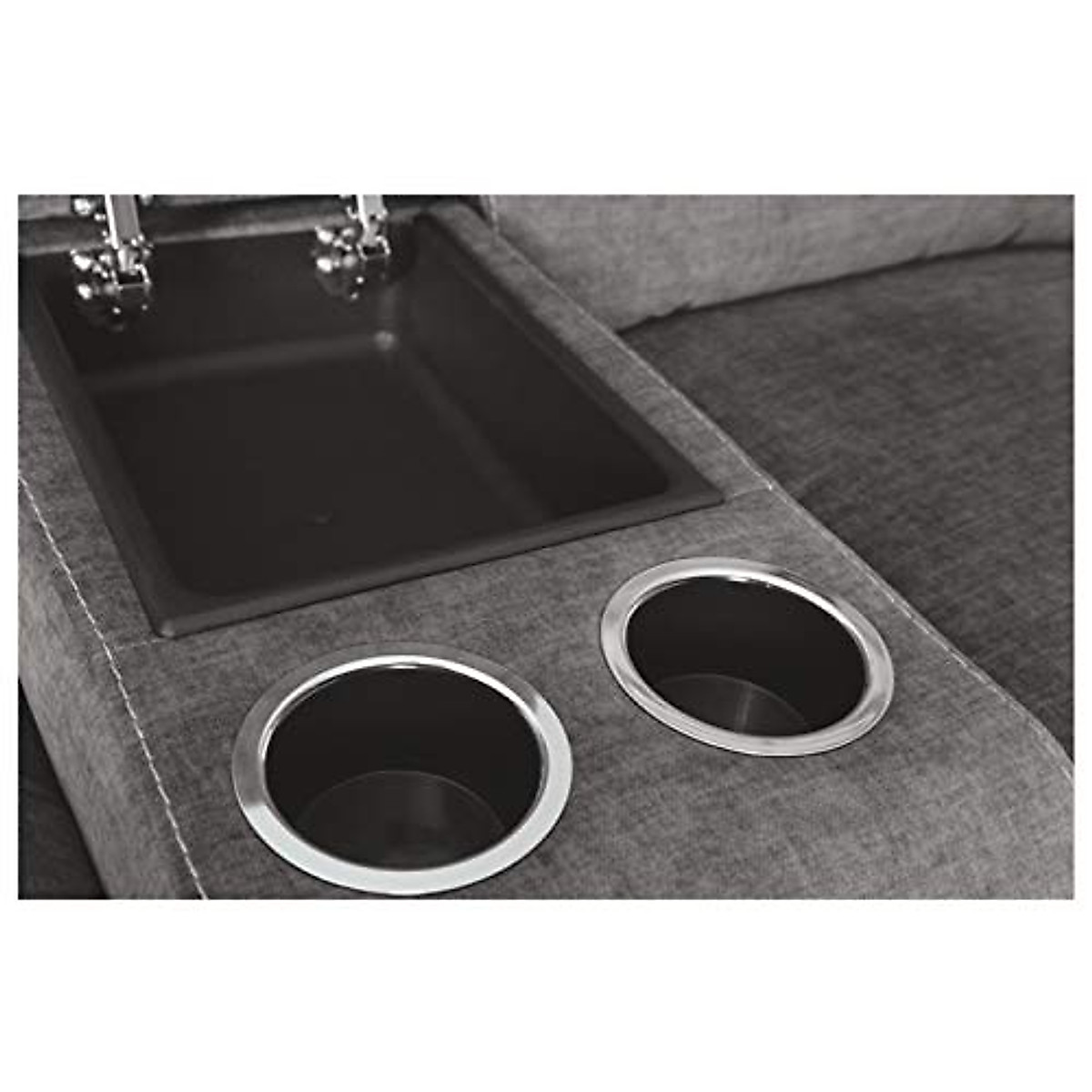 Signature Design by Ashley Coombs Double Reclining Power Loveseat w/Console, Charcoal