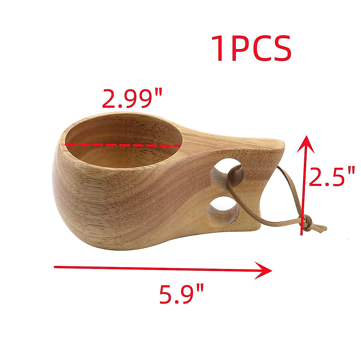 Oedema Wooden Coffee Cup Camping Cup Wood Mug Drinking Cup with Handle for Milk Tea Coffee
