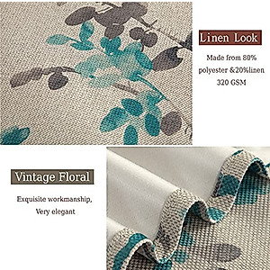 STACYPIK Farmhouse Elegant Floral Blackout Curtains Living Room Thick Linen Thermal Insulated Boho Drapes 96 Inches 2 Panels,Grommet Room Darkening Curtains Works for Window Heavyweight Curtains