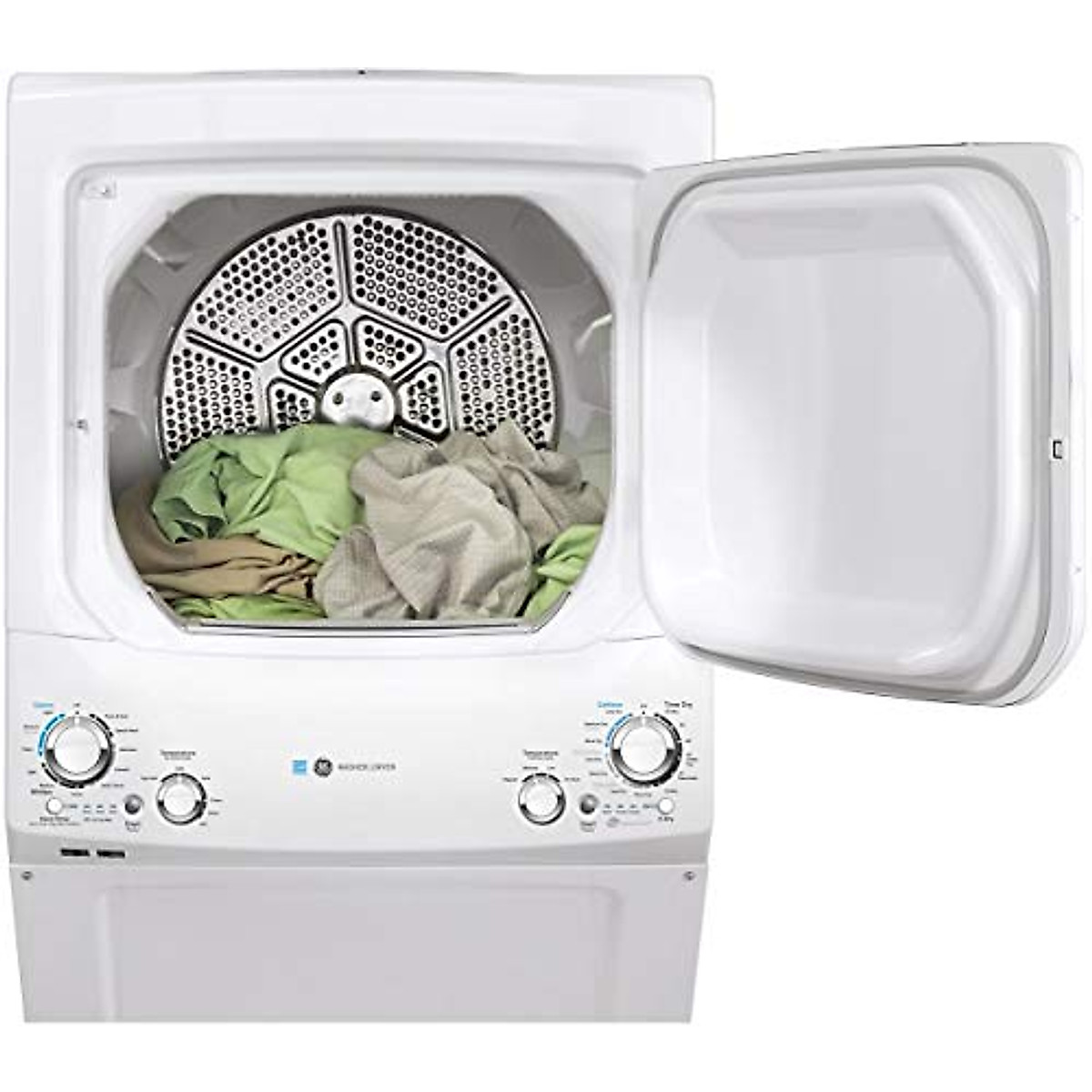 GE GUD27EESNWW 27" Electric Laundry Center with 3.8 cu. ft. Washer Capacity and 5.9 cy. ft. Dryer Capacity in White