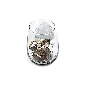 JUST FUNKY The Golden Girls Black and White Stemless Wine Glass - 16-Ounces