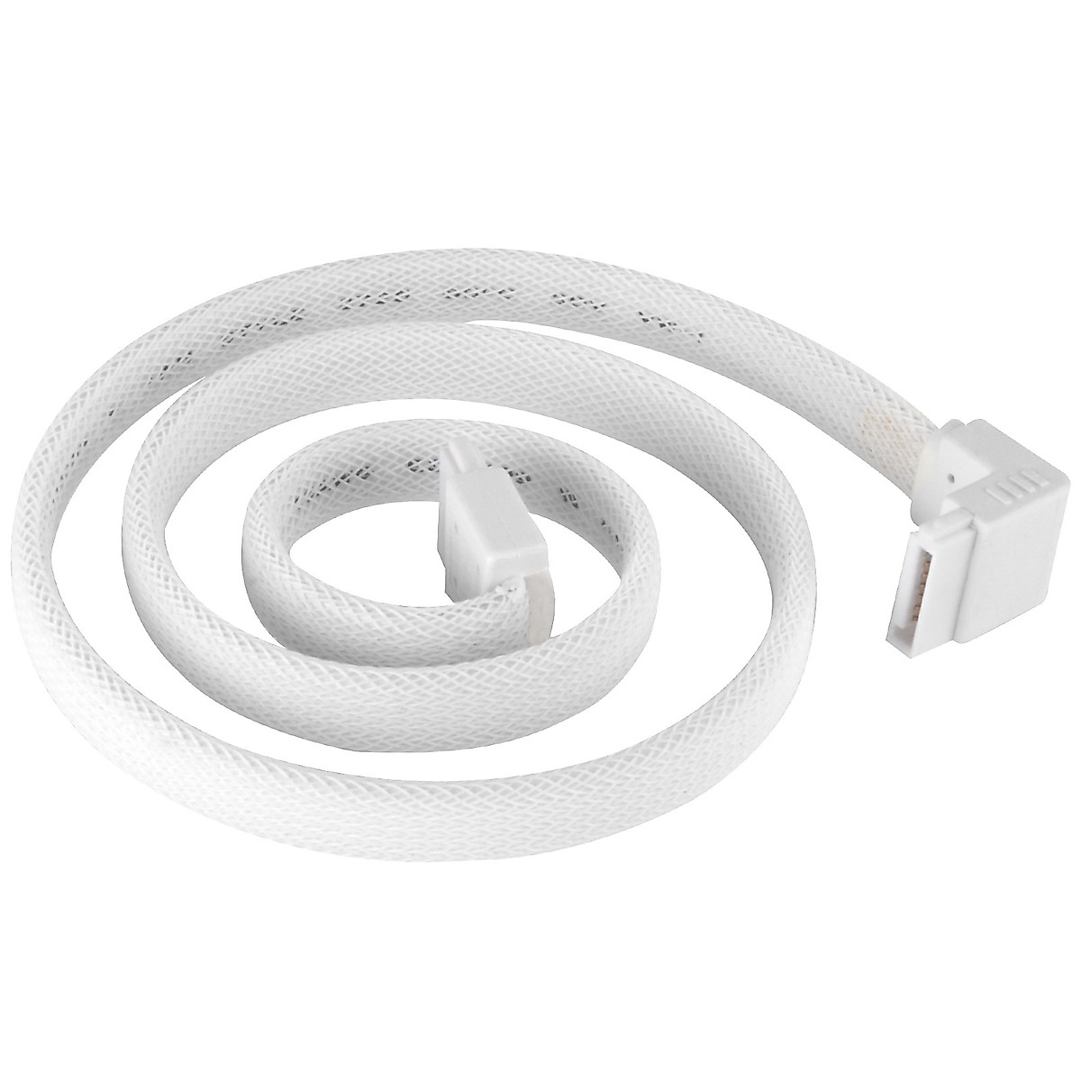 SilverStone Technology CP08W 90 Degree SATA 3 Sleeved White Cable with EMI Guard for 6Gb/s 2-Pack, SST-CP08W-USA-2PACK