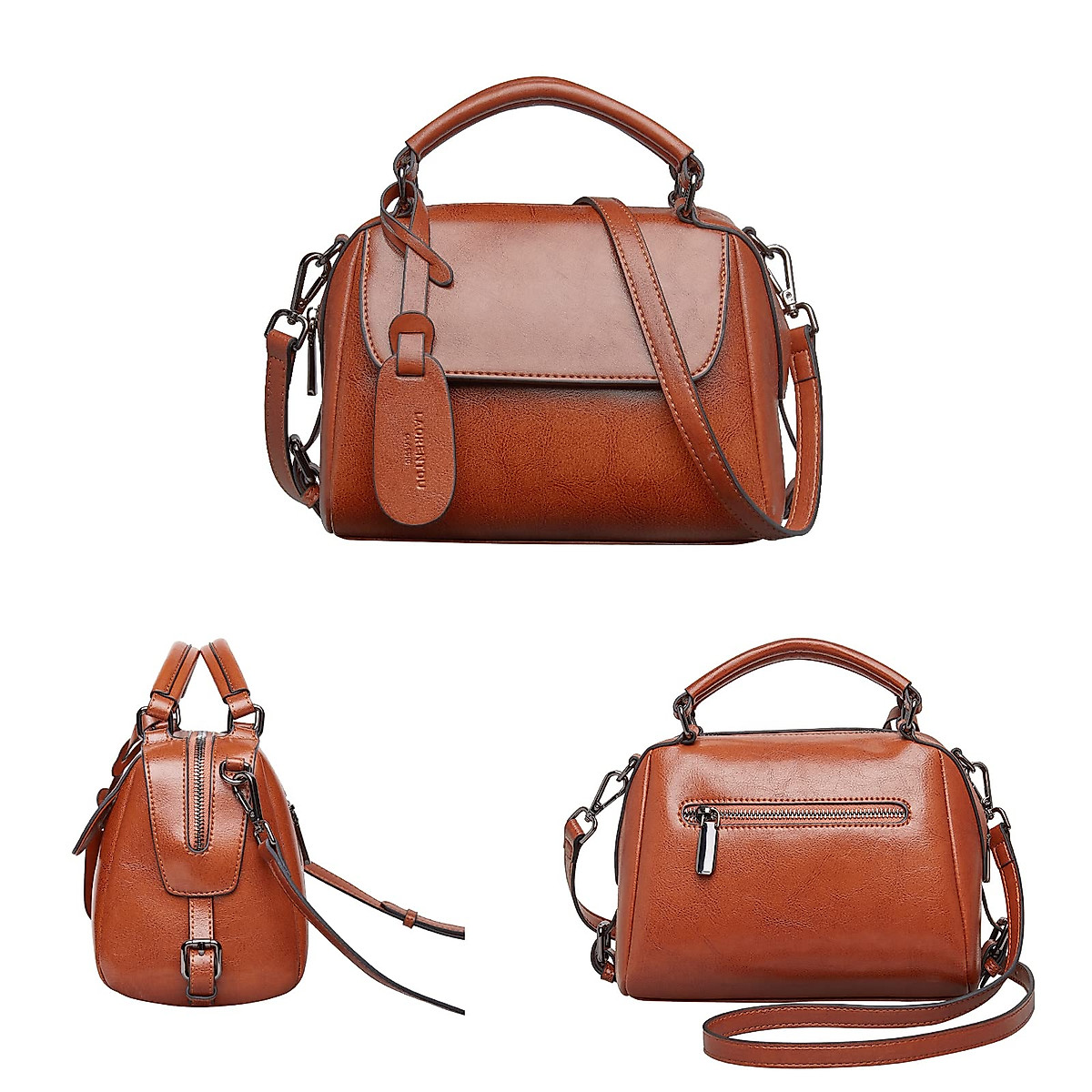 FOXLOVER Small Leather Crossbody Bags for Women Lady Shoulder Bag Top Handle Mini Handbag and Purse