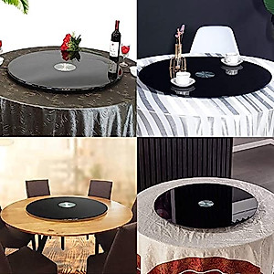 27inch Black Tempered Glass Lazy Susan Turntable For Dining Table, Large Swivel Tray Serving Plate With Flat Polished Edge, Easy To Clean (Size : 68cm/27")