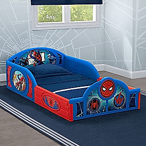 Delta Children Marvel Spider-Man Sleep and Play Toddler Bed with Built-in Guardrails