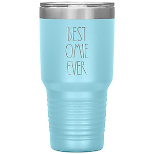 Best Omie Ever Tumbler (12 Colors) Custom Mug - Personalized Tumbler Birthday Gifts - Omie Vacuum Tumbler (30Oz) - Birthday - Tumbler Gift For Omie (Light Blue)