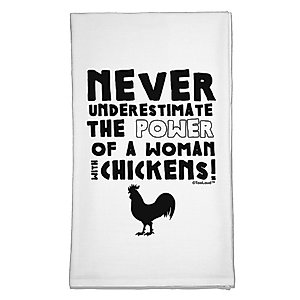 TooLoud A Woman with Chickens Flour Sack Dish Towel