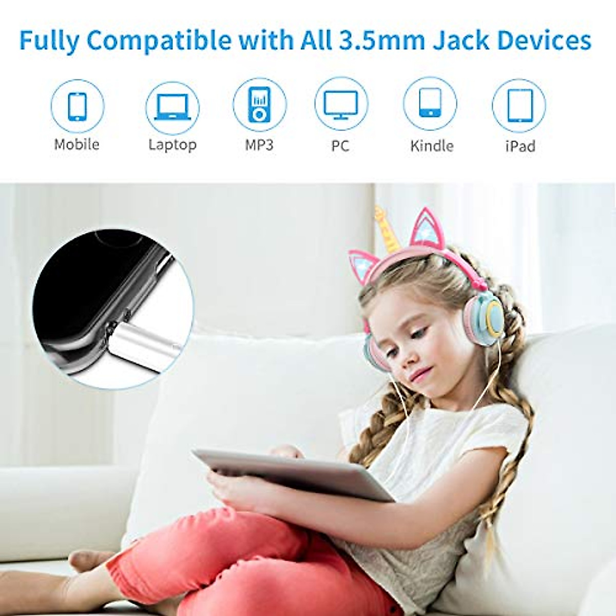 iFecco Kids Headphones, Boys Girls Teens Foldable Adjustable Wired On-Ear Headset 3.5mm Audio Jack Stereo Tangle-Free, 85 dB Volume Limited Childrens Headphones for School Home, Travel