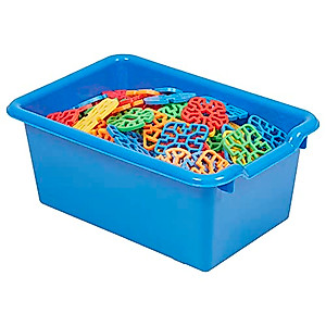 ECR4Kids Scoop Front Storage Bin, Multipurpose Organization, Blue, 5-Piece