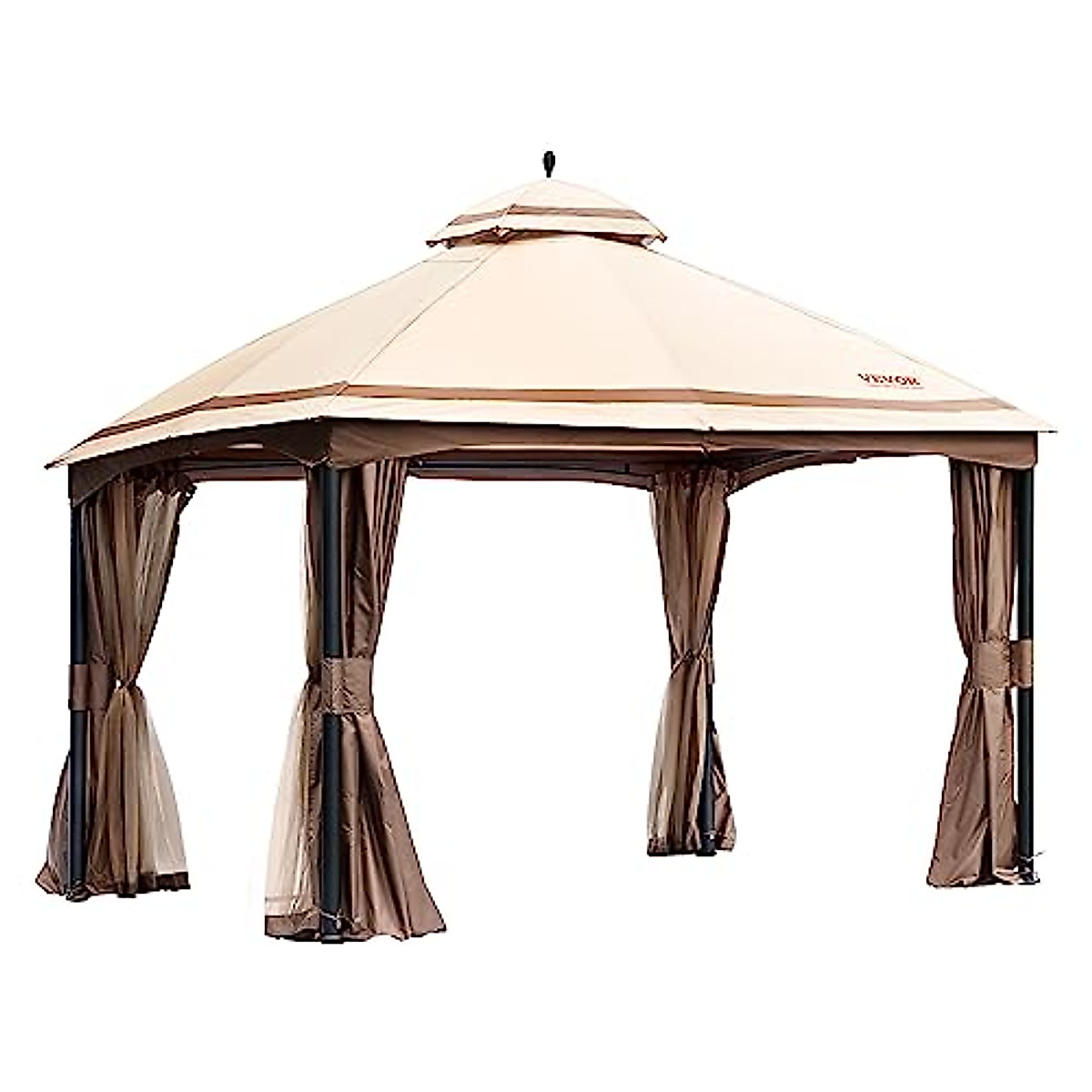 VEVOR Patio Gazebo for 10-12 Person, 10 x 13 FT Backyard Gazebo, with Mosquito Netting, Metal Frame, and PU Coated 180G Polyester, Outdoor Canopy Shelter for Patio, Backyard, Lawn, Garden, Deck