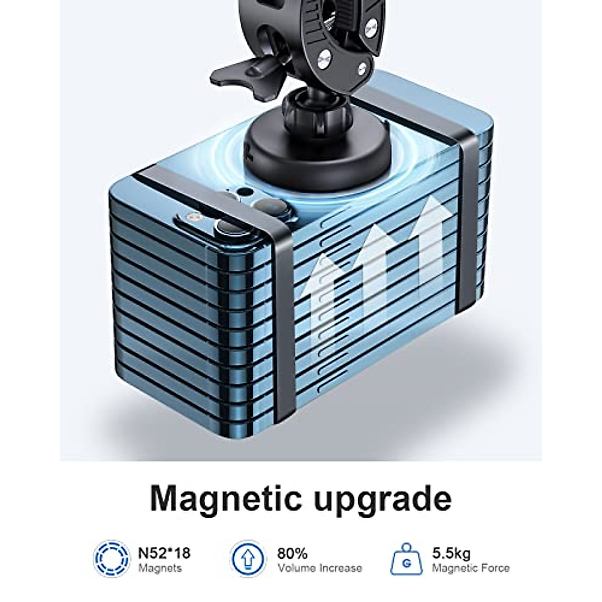 EWA Bike Phone Holder, Motorcycle Phone Mount Magnetic Bicycle Handlebar Cell Phone Clamp Compatible with MagSafe and iPhone 14 13 Pro Max Mini for Indoor Cycling,Treadmill,Spin Bike,Elliptical