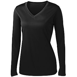 Women's Long Sleeve Moisture Wicking Athletic Shirts UP F50+ UV Rash Guard Sun Protection Black-L