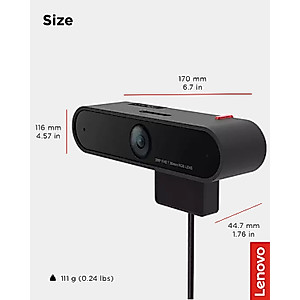 Lenovo HD 1080p Webcam (LC50) - Monitor Camera with 90° Wide Angle, Dual Microphones & Smart Video Capture – Magnetic Desktop Cam w/ Privacy Shutter & Light for Virtual Class, Meetings & Conferences