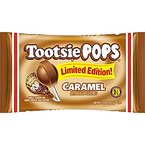 Tootsie Pops Limited Edition Individually Wrapped Single Flavor Lollipops with Tootsie Roll Center, Caramel, 12.6 Ounce