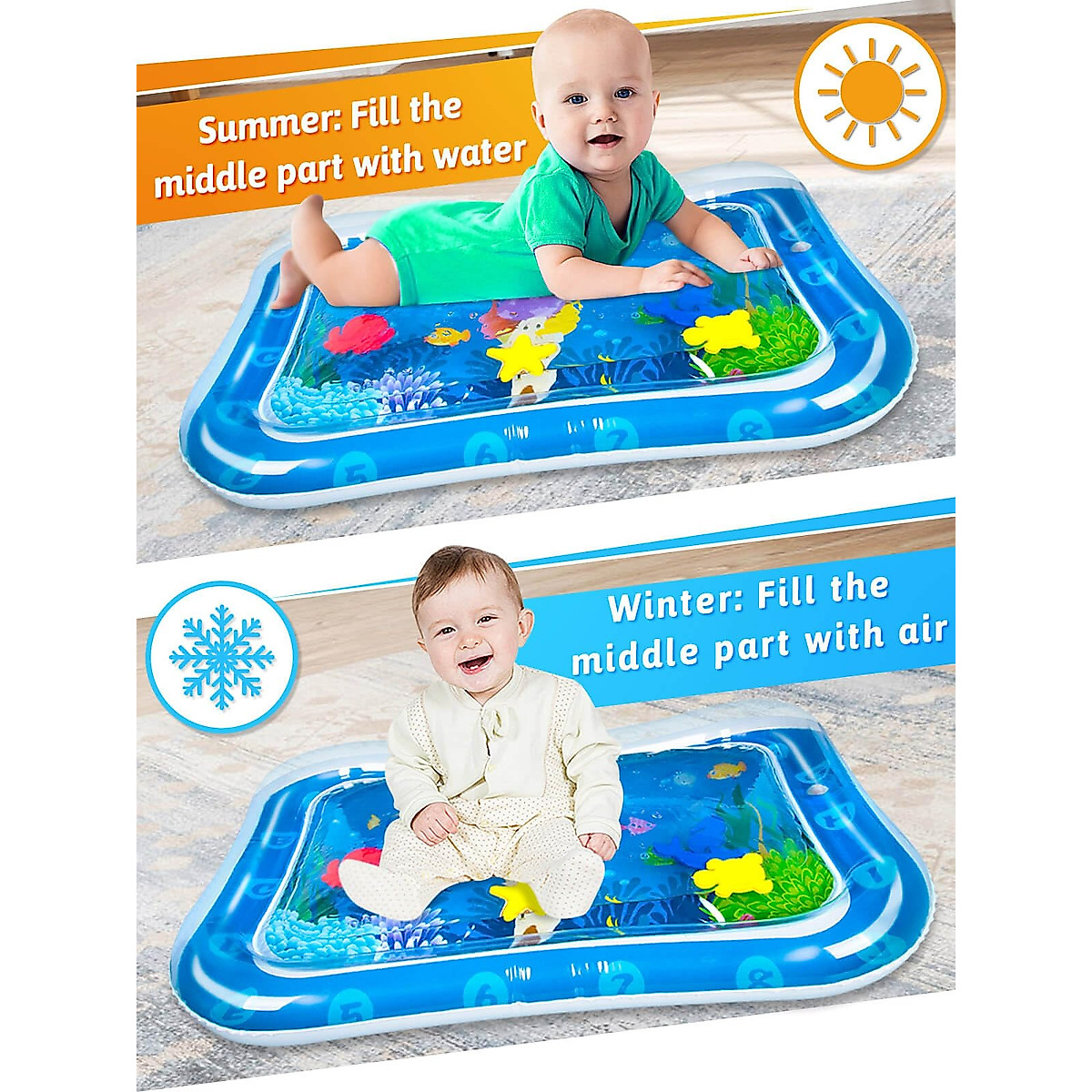 SEPHIX Baby Toys 0-3-6-12 Months Boy Gifts, Infant Toys 3-6 Months Water Tummy Time Mat, Baby Boy Stuff Essentials for Newborn Toys 0-6 Months Teething Toys 6-12 Months Sensory Toys for Babies Easter