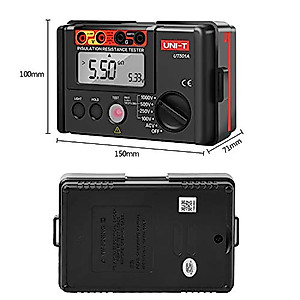 Insulation Resistance Tester, Ohm Meter, 100V/250V/500V/1000V Voltmeter 0 to 5G ohm Meter Megohmmeter, Ground Resistance Tester 2000 Counts LCD Display with Backlight (UT501A)