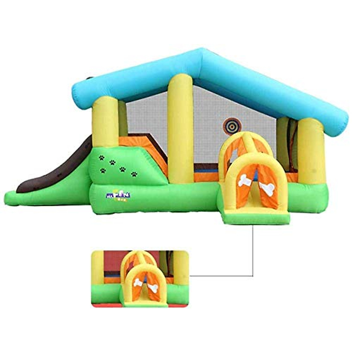 Inflatable Castle and Slide, Blue Dog House Children Slide Outdoor Small Playground Home Square Trampoline Children Play Fence Colors 532 347 262Cm