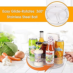 URALFA 2-Pack Lazy Susan Cabinet Organizer, Plastic Lazy Susan Turntable, 11" Rotating Round Lazy Susan Spice Rack Organizer for Pantry, Countertop, Clear