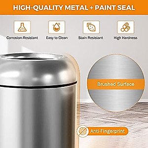 BEAMNOVA Bundle Metallic 15 x 31.5 in + Metallic 12.4 * 27 in Commercial Stainless Steel Trash Can Garbage Enclosure with Lid Inside Barrel Heavy Duty Waste Container