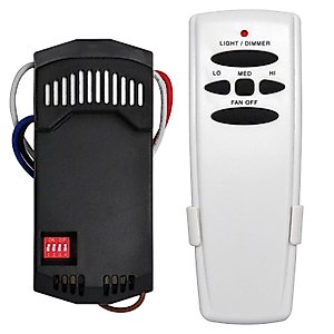 Universal Ceiling Fan Remote Control and Receiver Kit for Hampton Bay Hunter Harbor Breeze, 3-Speed Light Dimmer, Replacement for FAN28R Fan-HD L3H2010FANHD CHQ7078T UC7078T 53T HD5 Kit