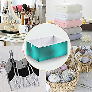 Teal Storage Basket Storage Bin Square Collapsible Nursery Hamper Decorative Storage Boxes Organizer for Nursery Toys Kids Room
