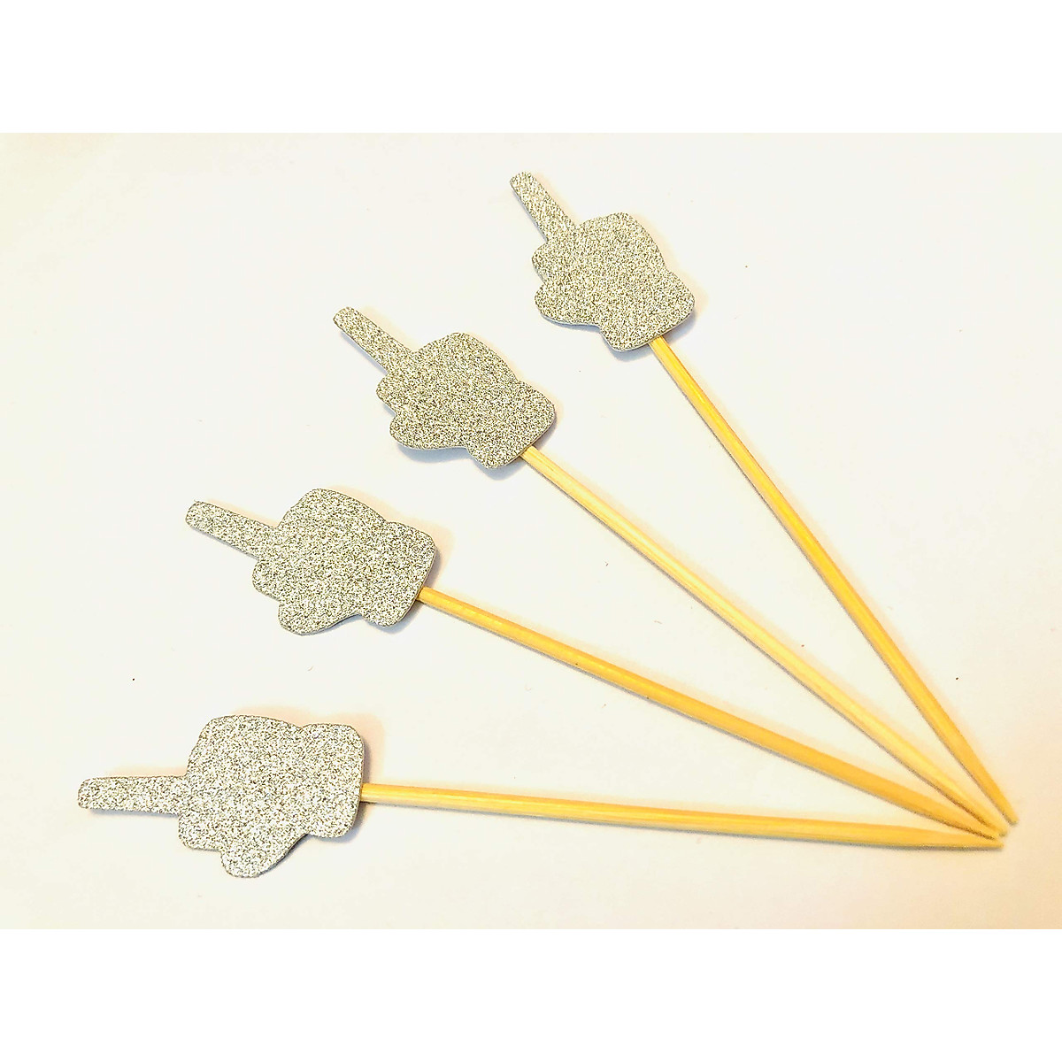 12 x Silver Middle finger Cupcake topper, Divorce Party cake decorations