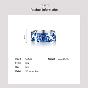 Santuzza Lotus Ring 925 Sterling Silver Enamel Flower Pattern Ring for Women (6)