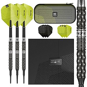 Target Darts Echo 12 19G 90% Tungsten Soft Tip Darts Set, 20G, Black and Green (210046)